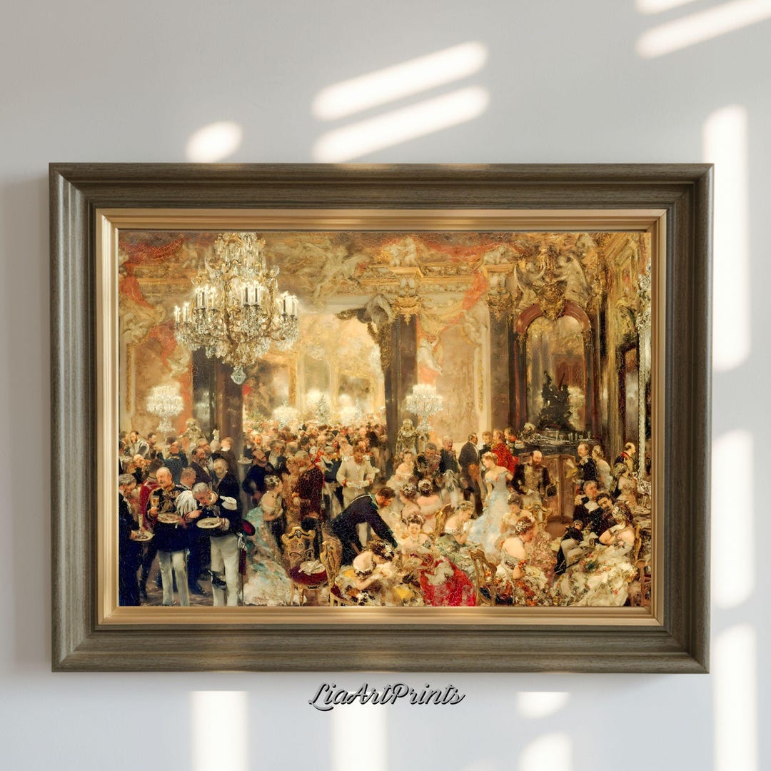 Vintage Ballroom Digital Art Elegant Historical Party Scene ...