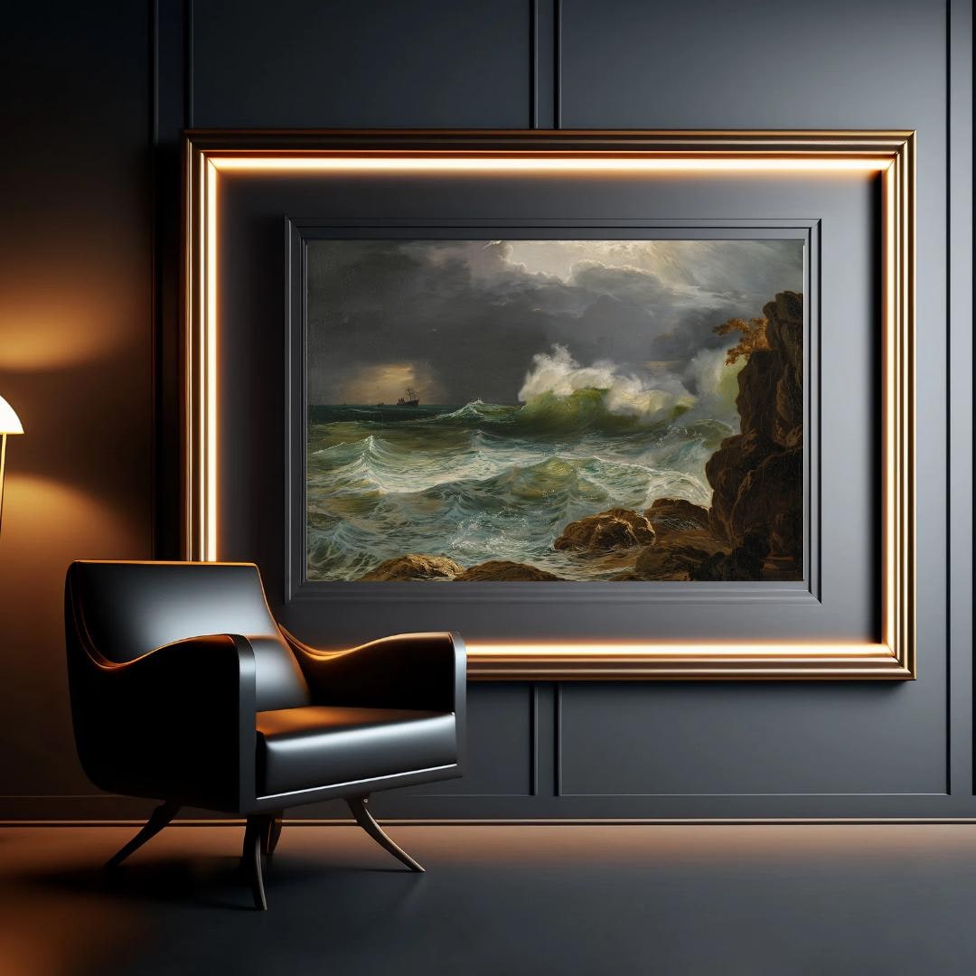 Stormy Sea Printable Wall Art, 19th Century Nautical Digital Painting ...