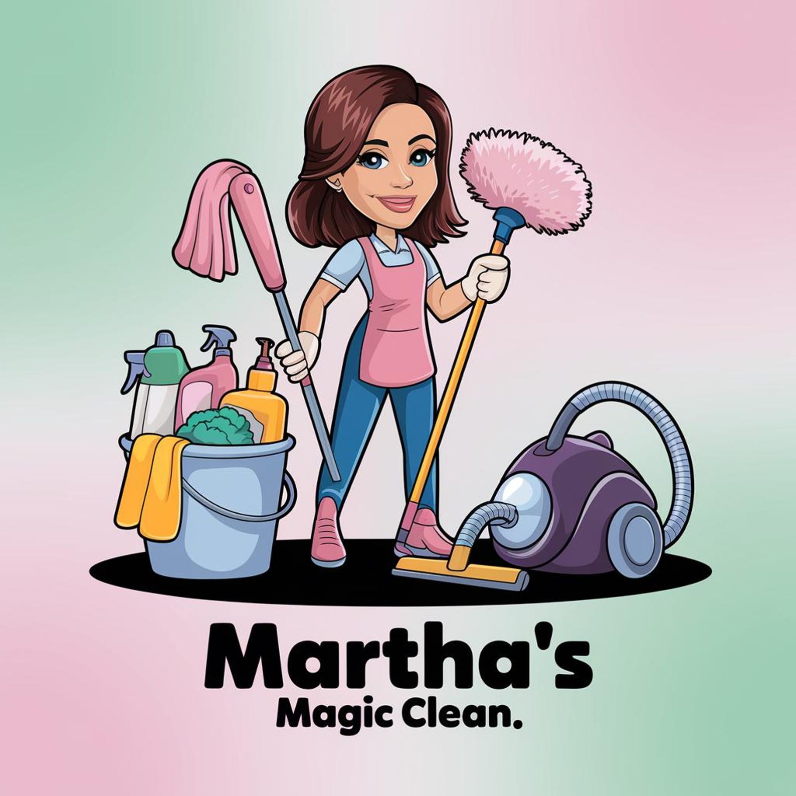 Custom Cartoon Cleaning Business Logo Housekeeper Logo Design Maid ...