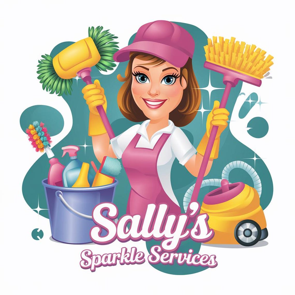 Custom Cartoon Cleaning Business Logo Housekeeper Logo Design Maid ...