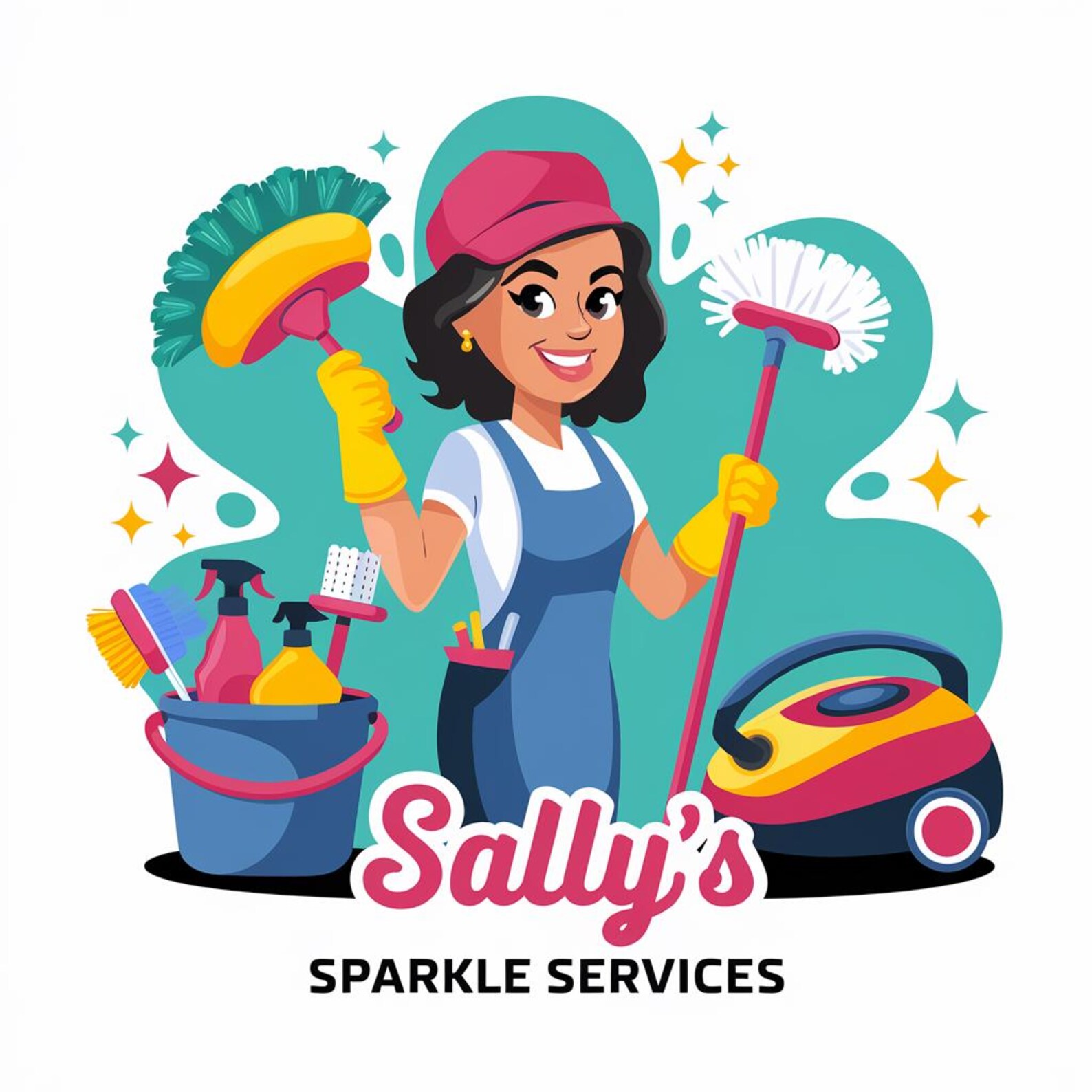 Custom Cartoon Cleaning Business Logo Housekeeper Logo Design Maid ...