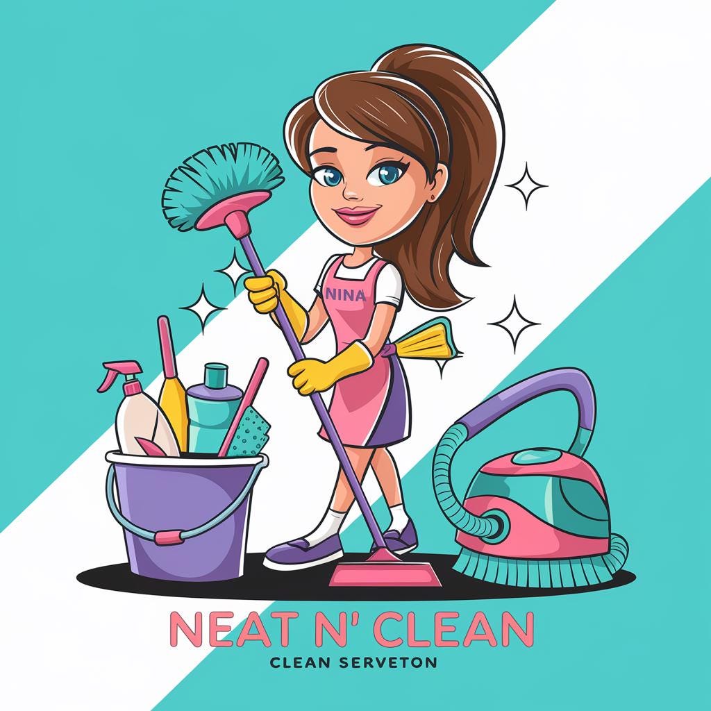 Custom Cartoon Cleaning Business Logo Housekeeper Logo Design Maid ...