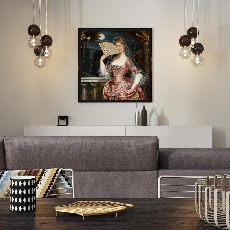 Vintage Woman in Pink Dress Printable Wall Art Elegant Oil Painting ...
