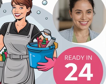 Custom Cartoon Cleaning Business Logo Housekeeper Logo Design Maid ...