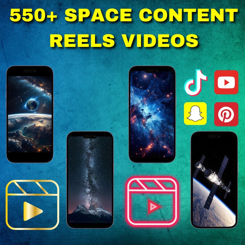 550 Space Content Reels Videos MRR PLR Faceless Tiktok, Instagram, Youtube Shorts Boost Social ...