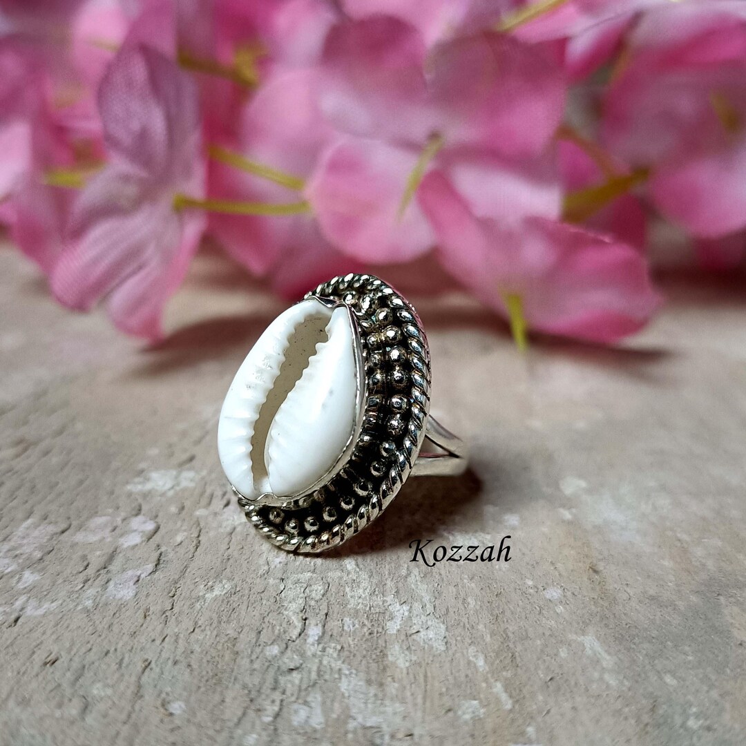 Cowrie Shell Ring, Handmade Ring, Boho Ring, Natural Shell, Designer ...