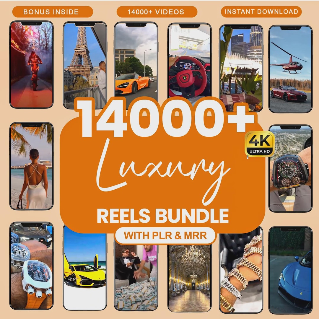 Luxury Lifestyle Video Reels: 14,000+ 4K HD Clips (MRR & PLR Digital ...