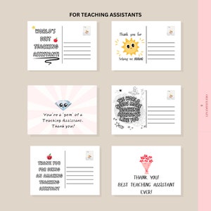 6 Teaching Assistant Thank You Cards, Digital Download Only - Etsy