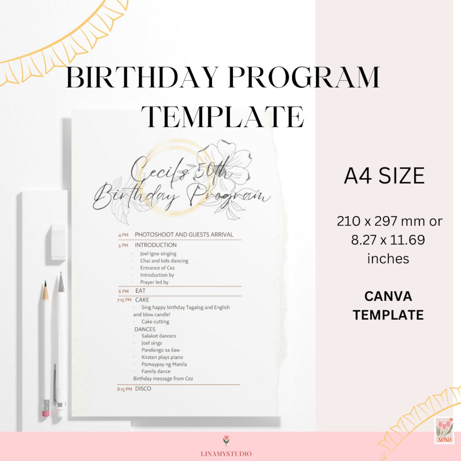 Birthday Program, Filipino Birthday Program, Digital Template Download ...