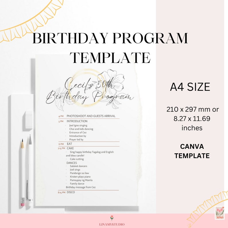 Filipino Birthday Program Template: A4 Size (digital Download) - Etsy