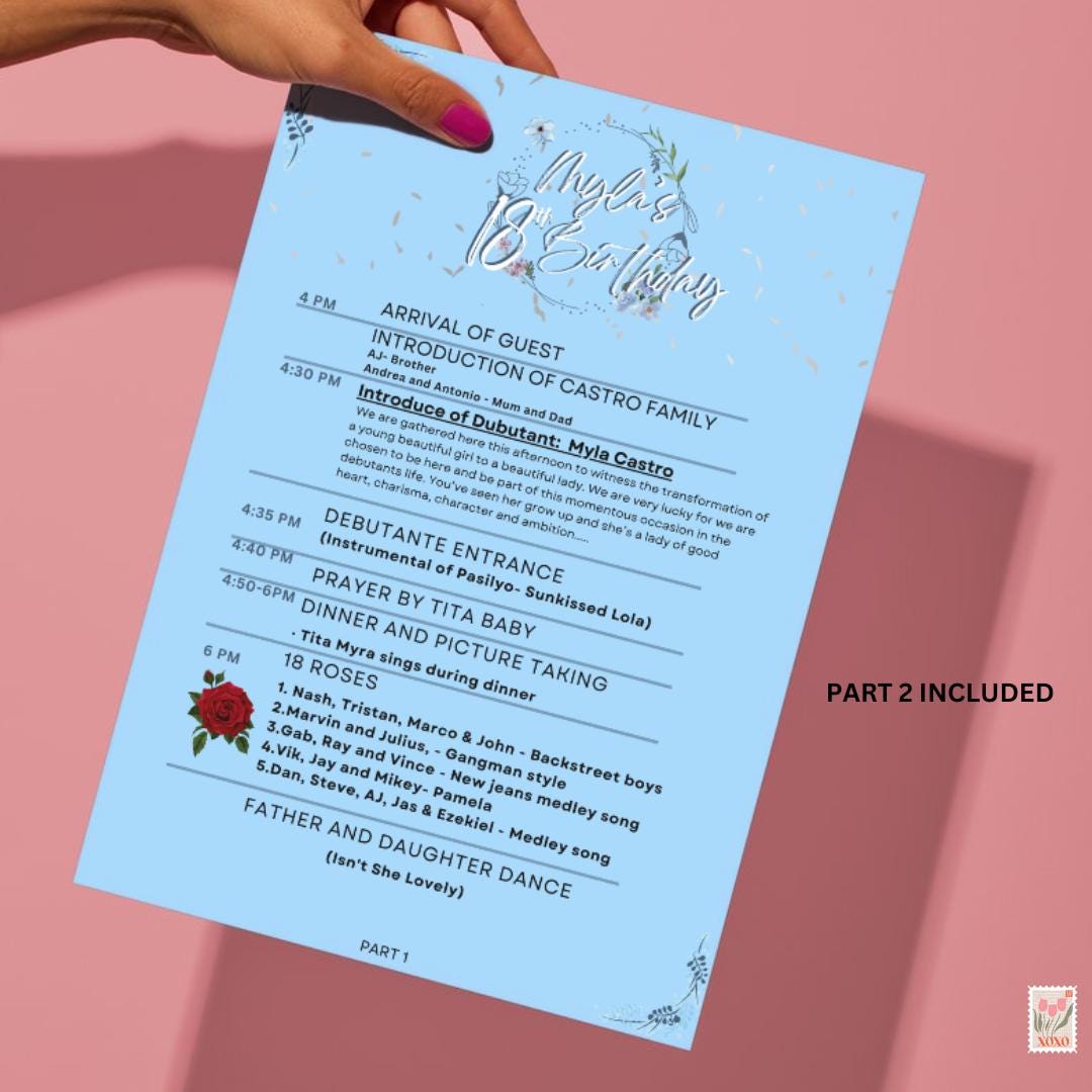 18th Birthday Debut Program Template: Filipino Debut (digital Download ...