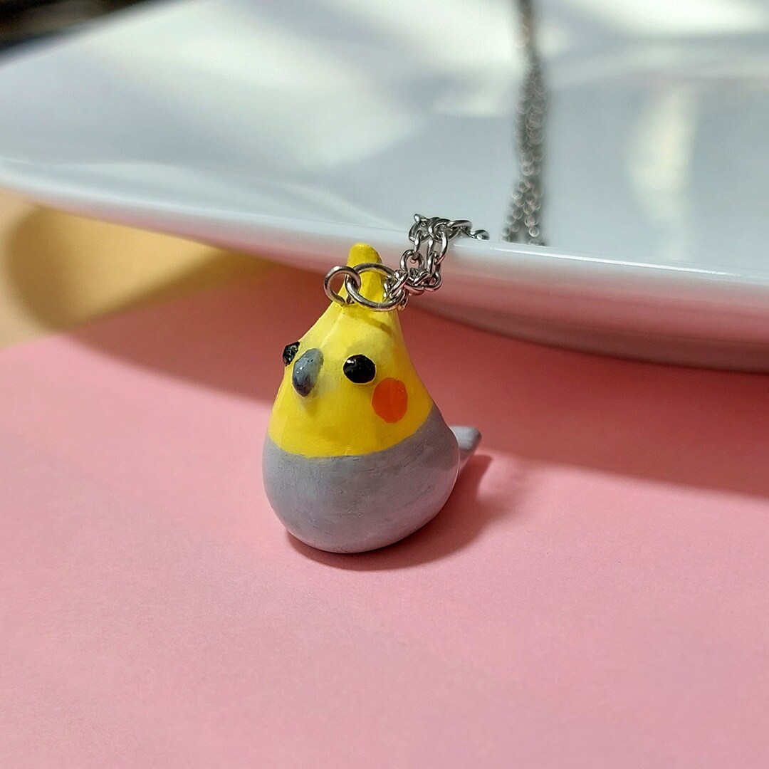 Polymer Clay Cockatiel Necklace | Bird Charm, Pet Jewelry - Etsy