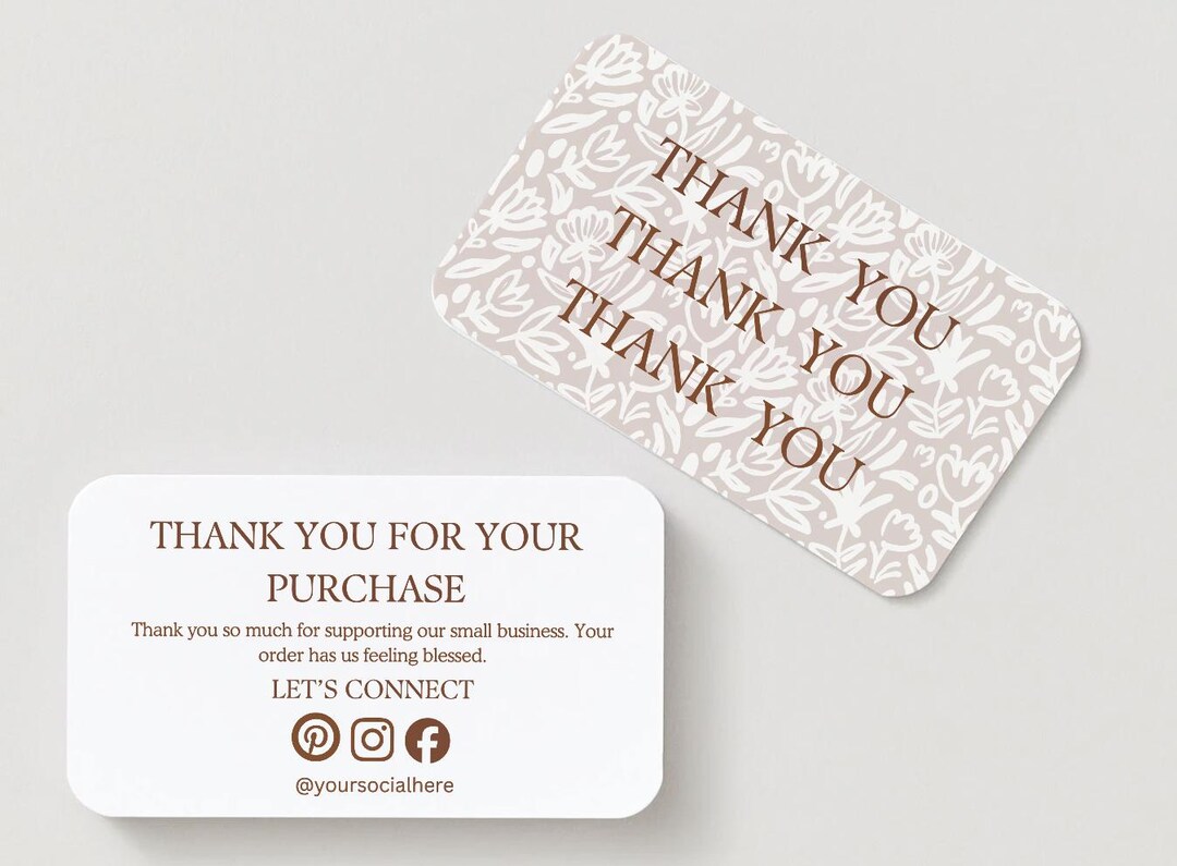Editable Small Business Thank You Card - Cottage Core & Minimal Design ...