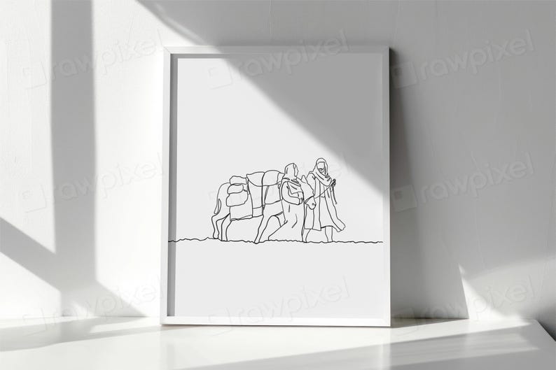 Set of 3 Nativity Scene Art, Line Art Nativity, Christmas Nativity ...