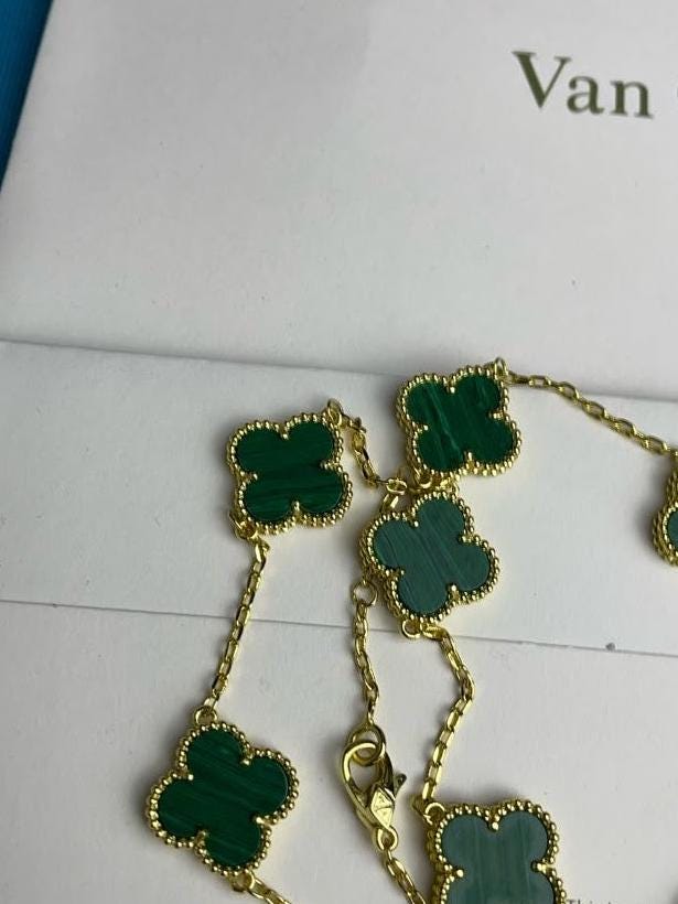 Vintage Alhambra Green Van Cleef 20 Motif Pendant Necklace 18k Gold - Etsy