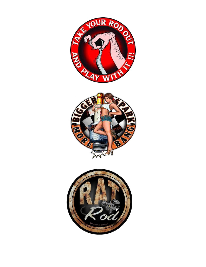 Set of 6 Rat Rod Stickers – 3" Vintage Car Culture Toolbox Decals – Hot ...
