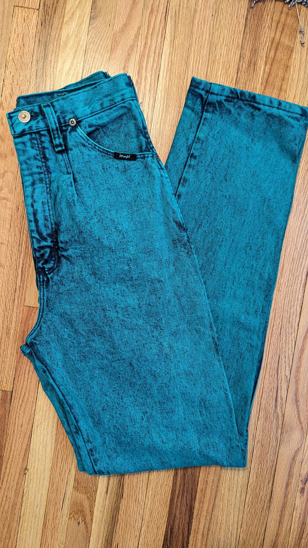 Vintage 80s Wrangler Turquoise Stone Wash Jeans Size 7/8 1990s 1980s - Etsy