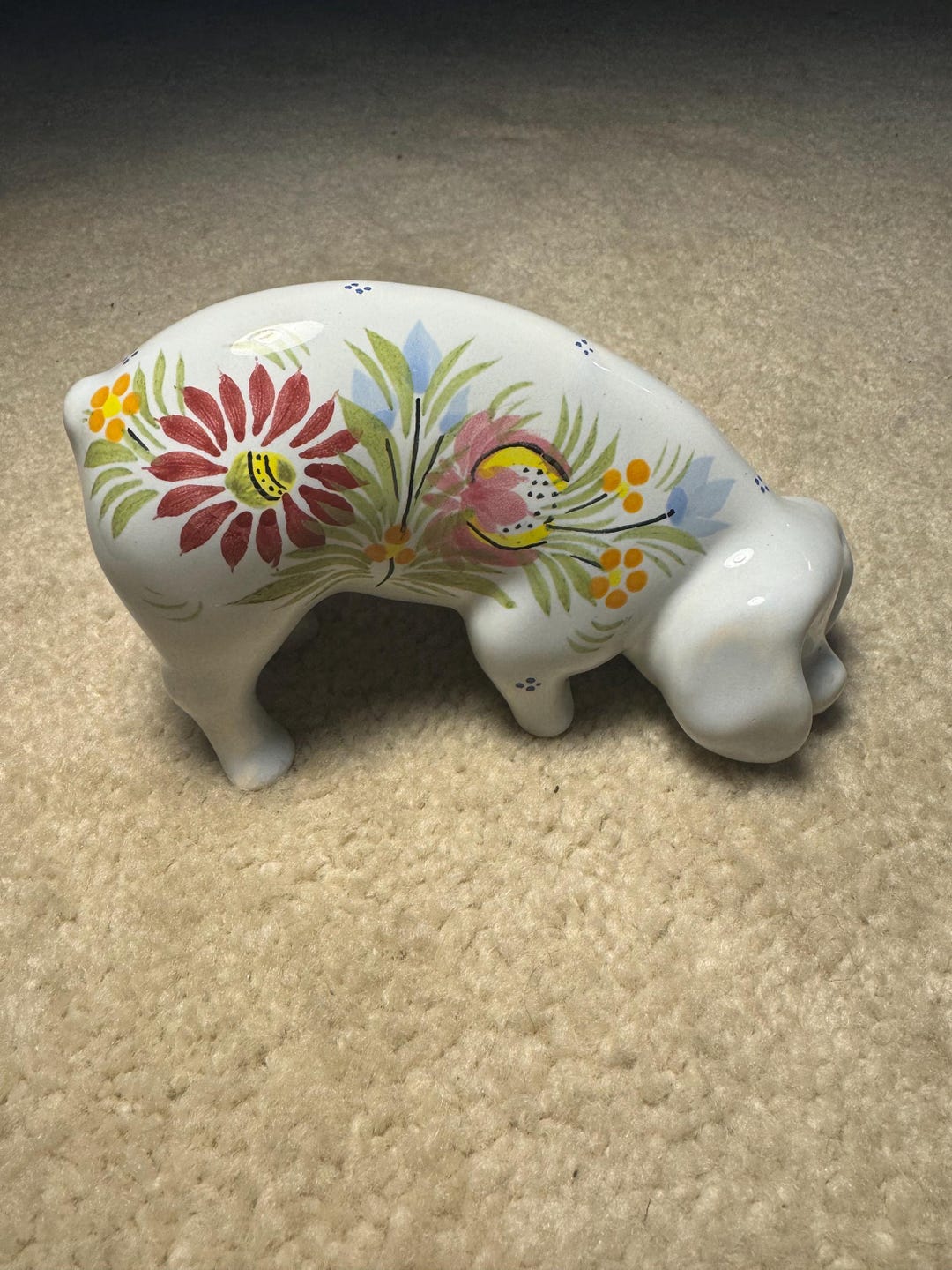 HB Henriot Quimper Breton Pottery Pig Figurine Floral F395 D FRS - Etsy