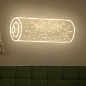 Take Time to Recharge Neon Sign| Positive Mindfulness Art Decor| Mental ...