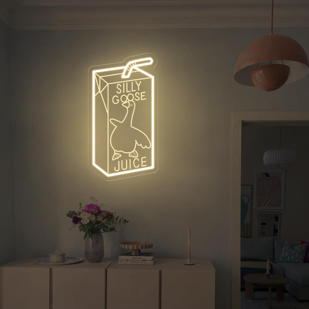 Silly Goose Juice Neon Sign, Funny Goose Sign, Animal Quote, Silly ...