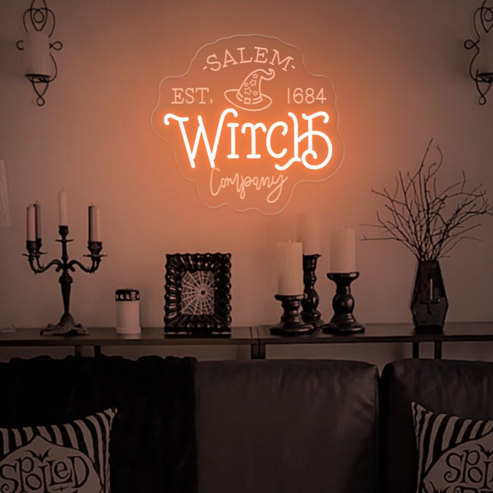 Salem Witch Company Neon Sign,vintage Salem Neon Sign, Room Decor Sign ...