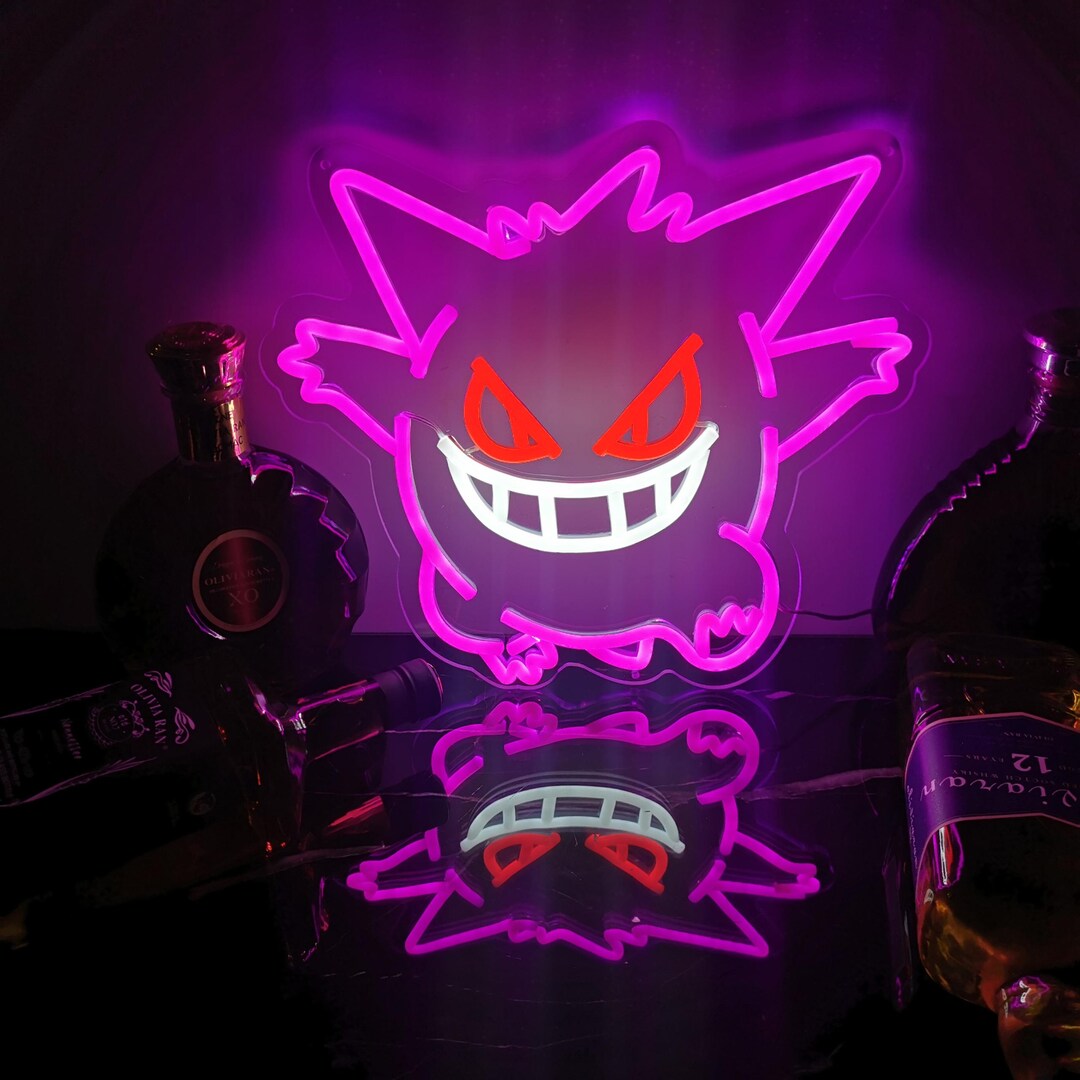 Anime Neon Sign Gengar Monster Inspired Neon LED Bedroom Sign Neon Game ...