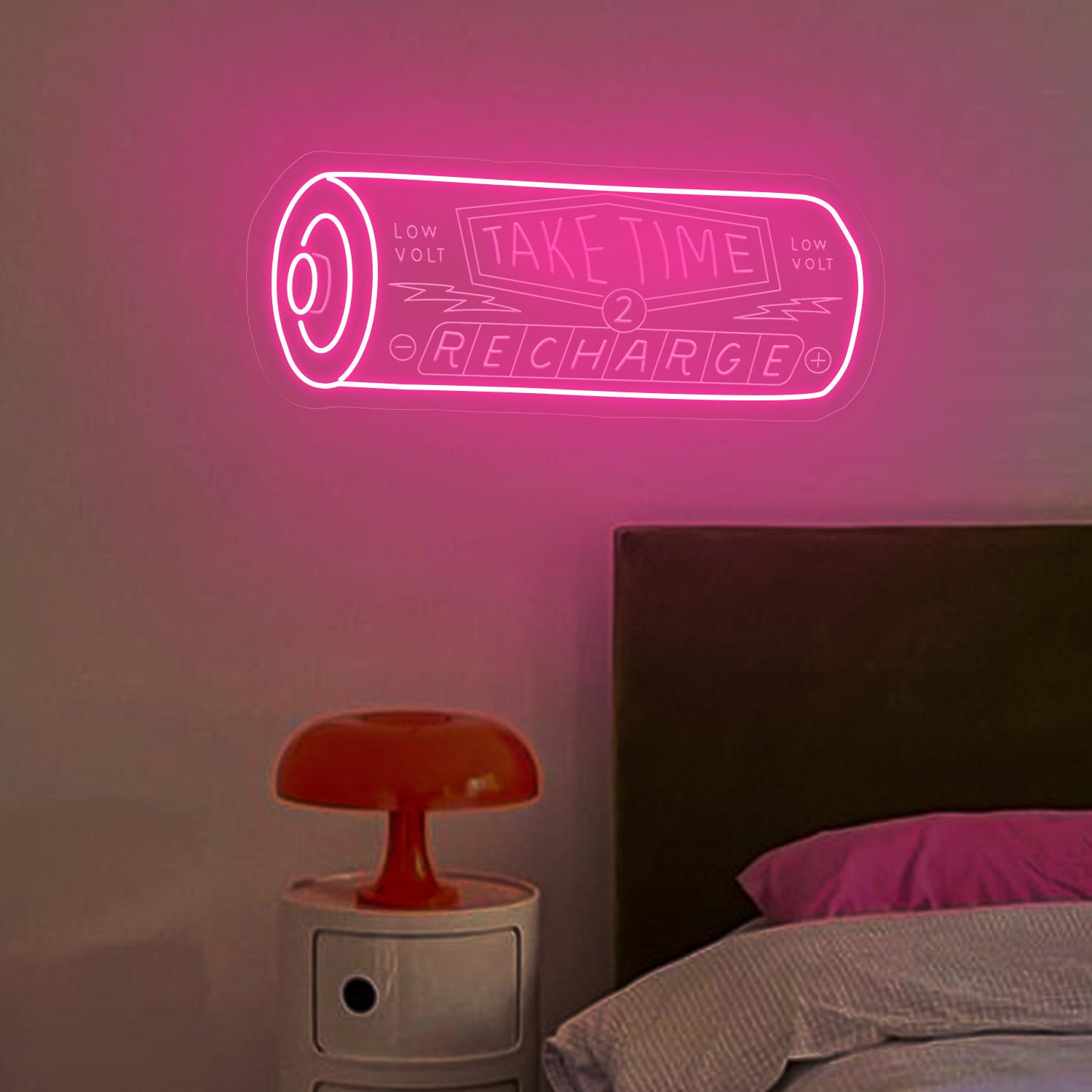 Take Time to Recharge Neon Sign| Positive Mindfulness Art Decor| Mental ...