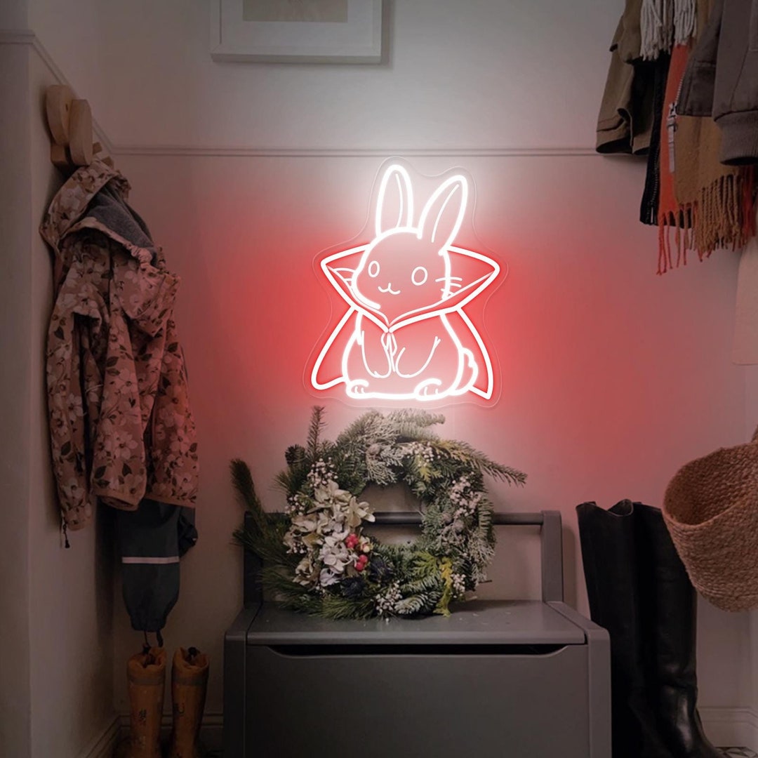 Vampire Bunny Neon Sign, Count Bunnicula, Christmas Gifts, Thanksgiving ...
