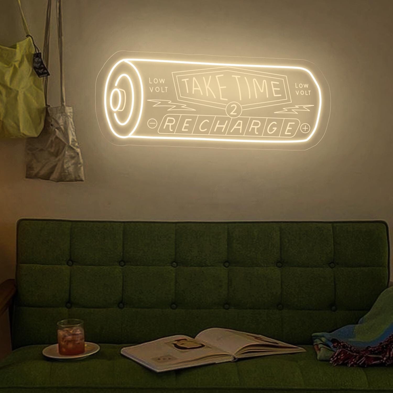 Take Time to Recharge Neon Sign| Positive Mindfulness Art Decor| Mental ...