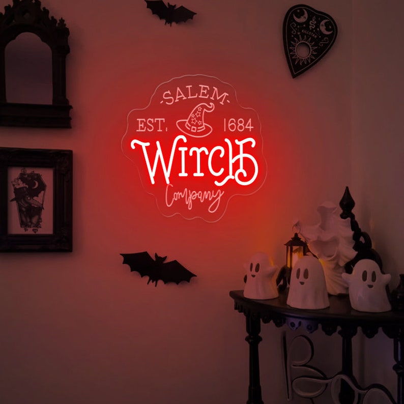 Salem Witch Company Neon Sign,vintage Salem Neon Sign, Room Decor Sign ...