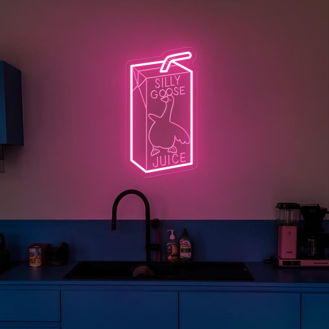 Silly Goose Juice Neon Sign, Funny Goose Sign, Animal Quote, Silly ...