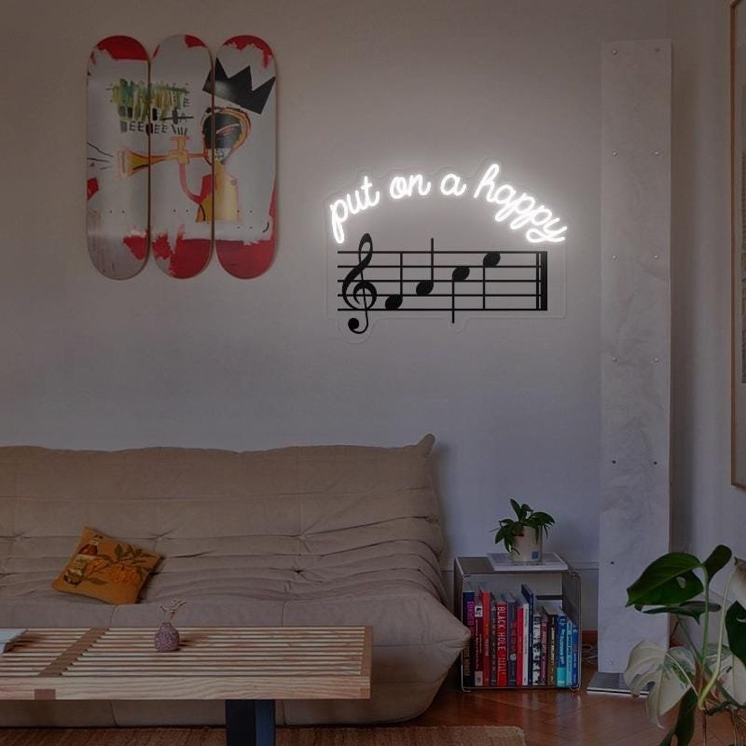Put on A Happy Face Music Neon Sign| Music Note Wall Art| Chorus Class ...