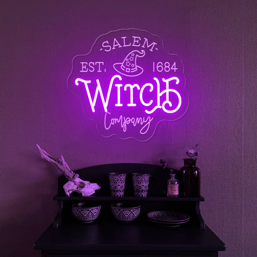 Salem Witch Company Neon Sign,vintage Salem Neon Sign, Room Decor Sign ...