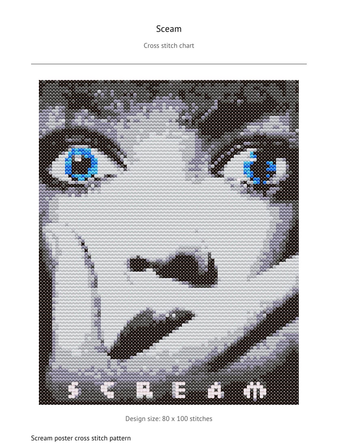 Scream Poster Cross Stitch Pattern - Etsy