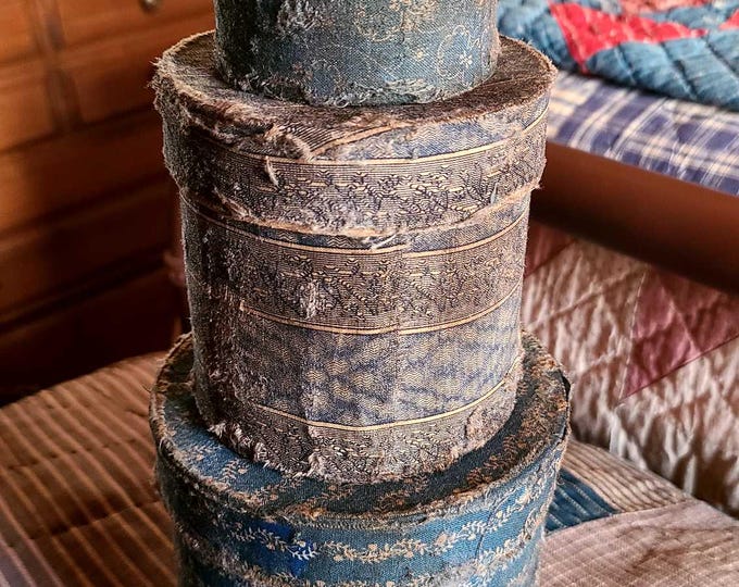 Primitive Cloth Covered Blue Boxes, Early Look, Old Look - Etsy