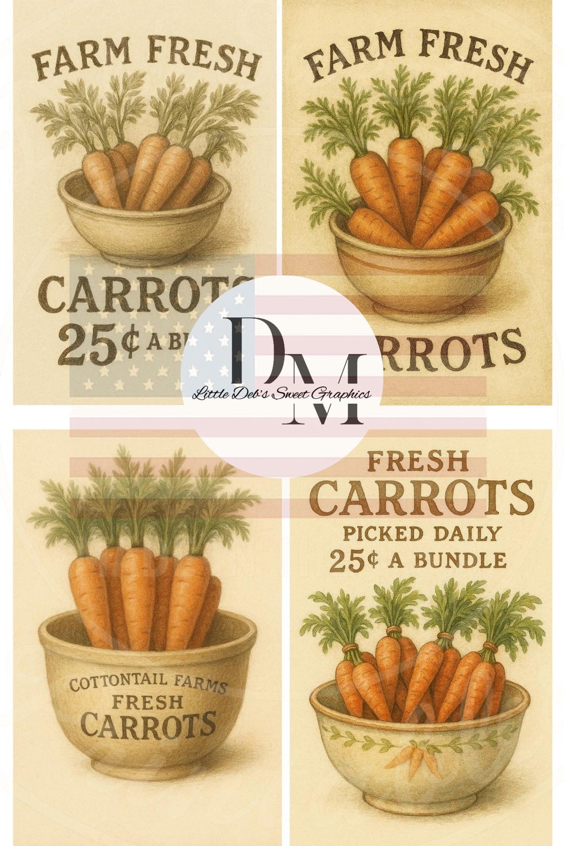 Primitive Farmhouse Easter Carrots Bunny - Farm Fresh Carrots - Bowl of ...