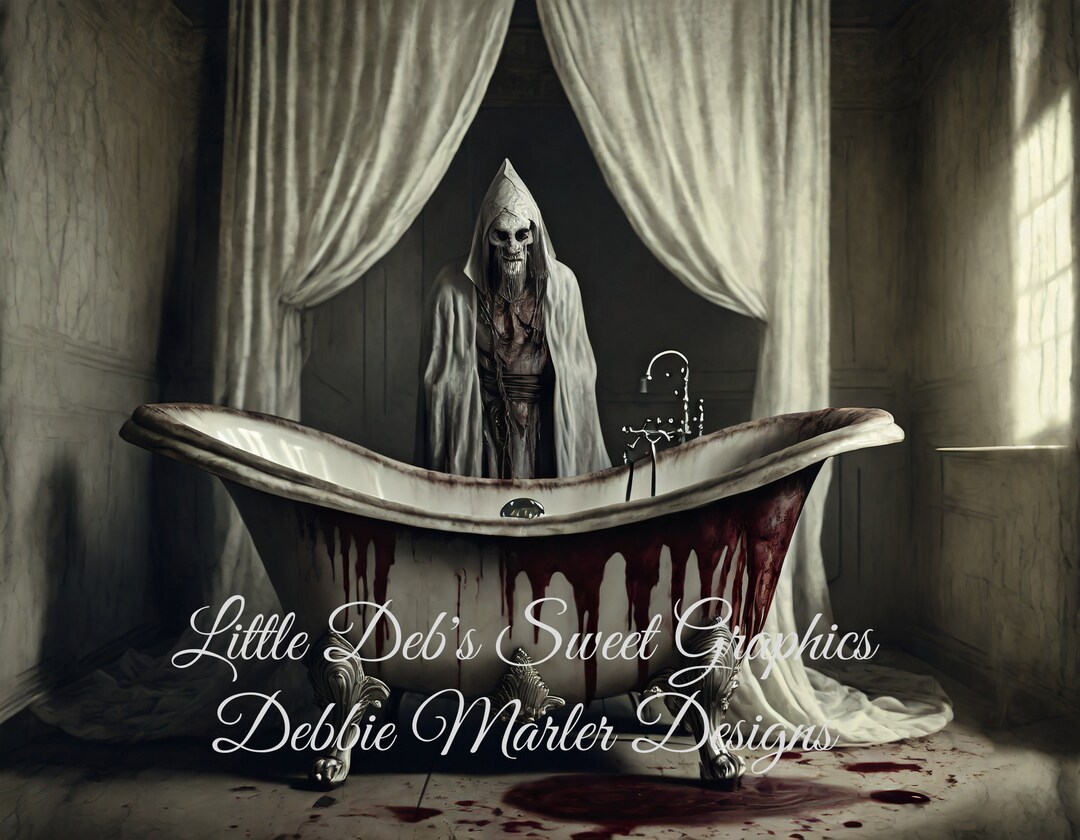 Bath Time 5 Clown CANVAS Print Gothic Creepy Scary Bathtub Bloody ...