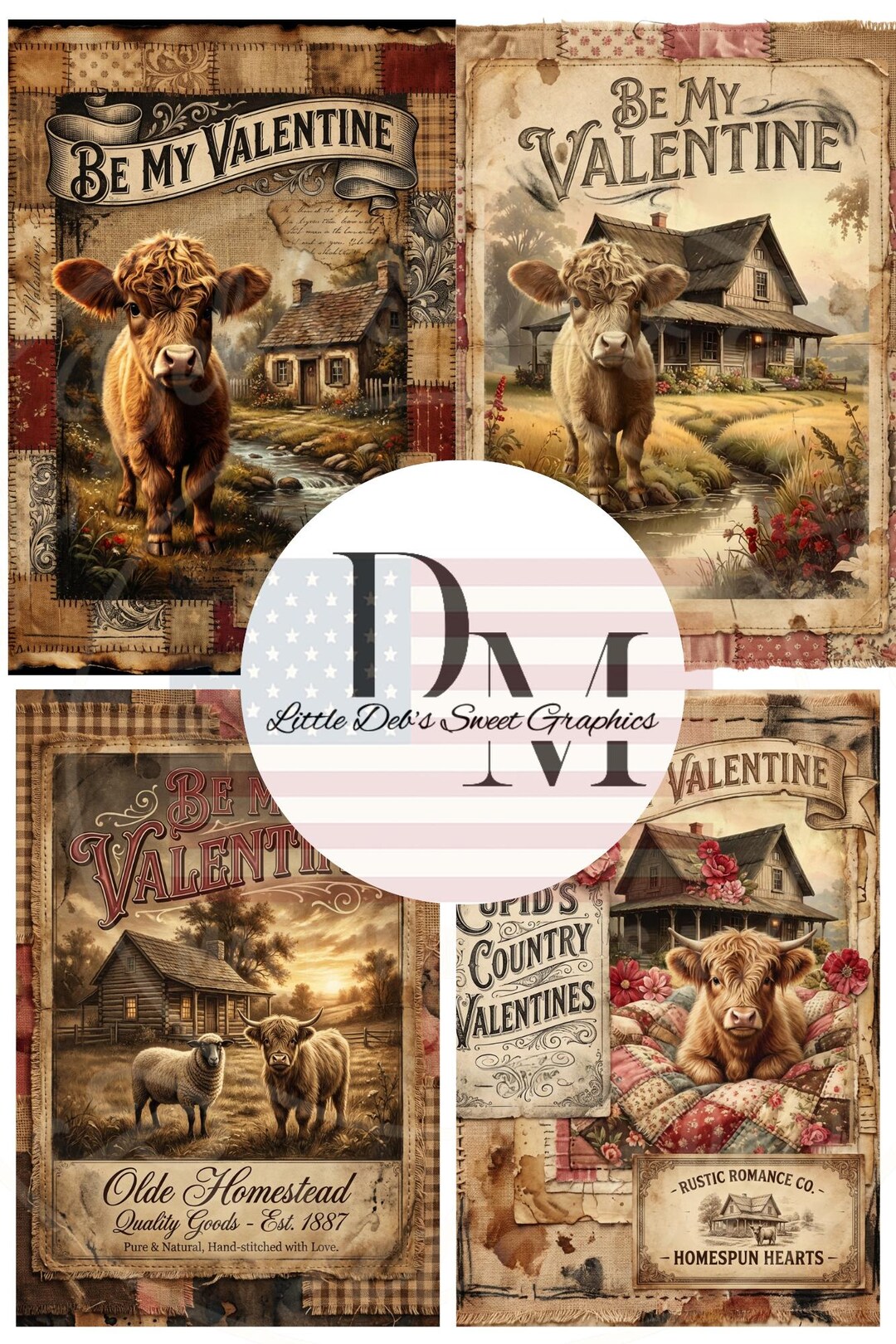 Highland Cow Valentine's Day Labels – Farmhouse Printable Set (digital ...