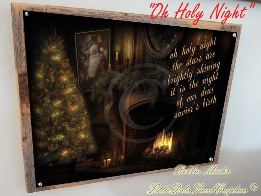 Oh Holy Night Christmas Tree Sign Rustic Primitive Farmhouse - Etsy