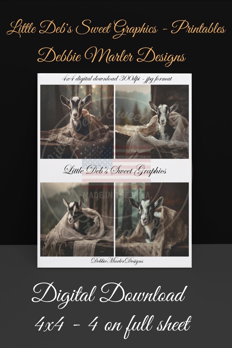 Baby Goat Printable 4" Squares: Grubby Tier Tray Signs (digital ...