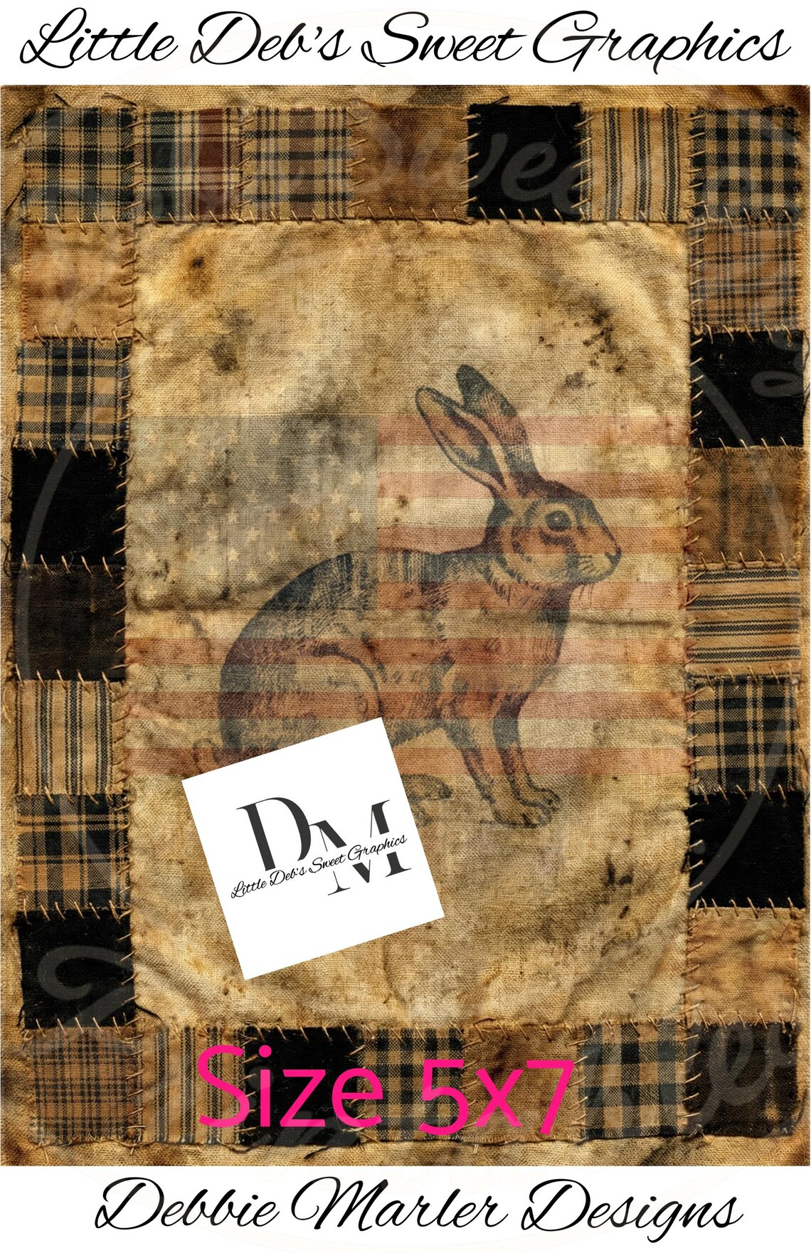 Primitive Farmhouse Grungy Bunny Dressed Fabric Homespun Clothes Labels ...