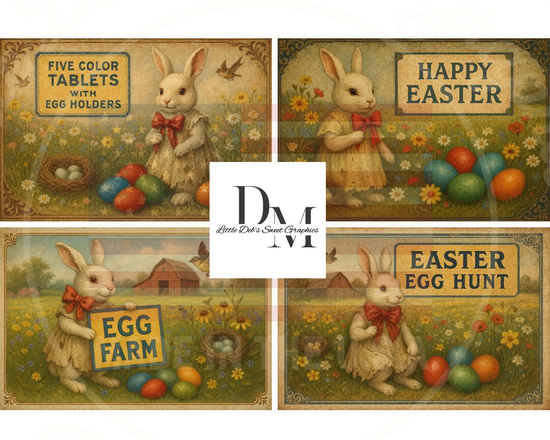 Primitive Farmhouse Easter Bunny - Eggs, Barn & Birds Nest - Rabbit ...