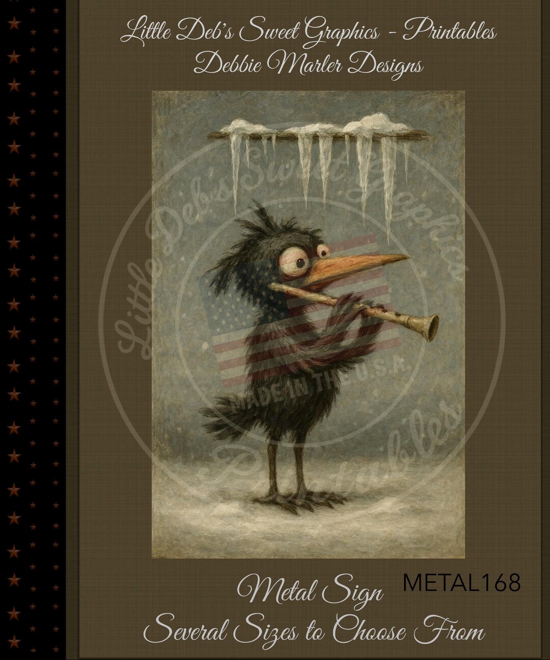 Winter Crow Playing Clarinet - Farmhouse Metal Sign - Etsy