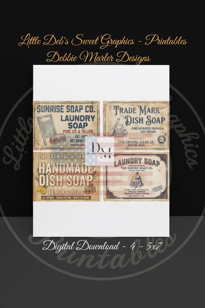 Primitive Farmhouse Kitchen Pantry Laundry & Dish Soap Labels - Bakers ...