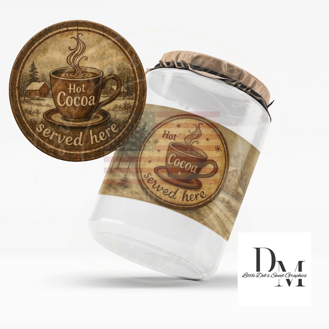 Farmhouse Hot Cocoa Jar Labels – Printable Christmas Circle Design ...