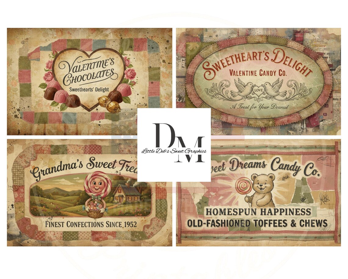 Farmhouse Whimsical Sweet Candy Treats Valentine's Day Labels - Jar ...