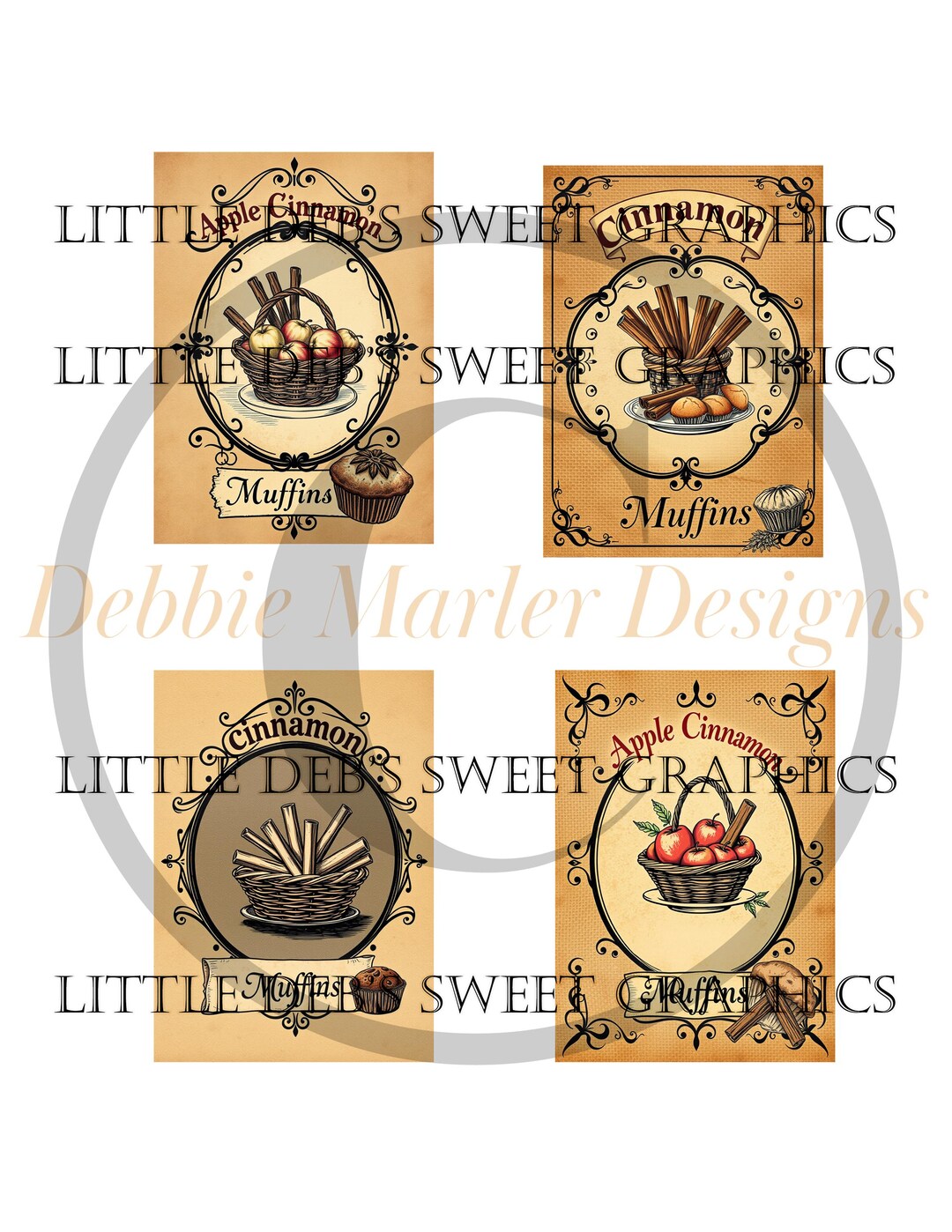 Kitchen Cinnamon Muffin Food PRINTABLES Rice Paper Burlap Paper Full ...