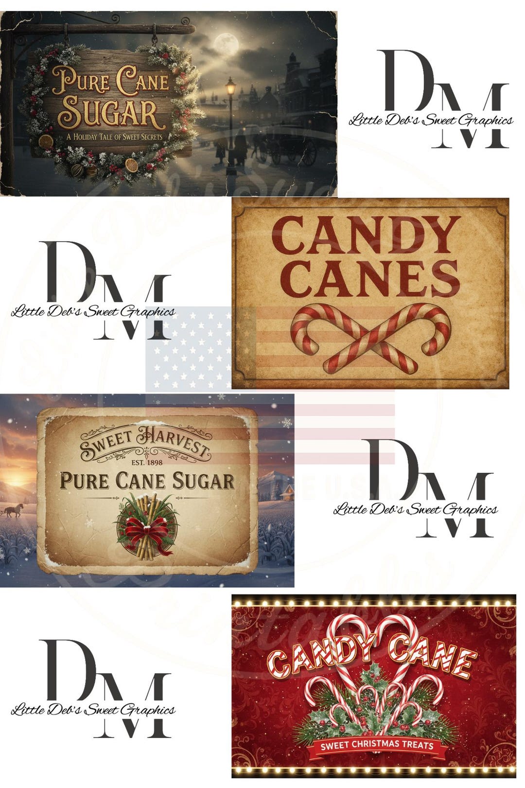 Farmhouse Christmas Labels – Candy Canes, Pure Cane Sugar (digital ...