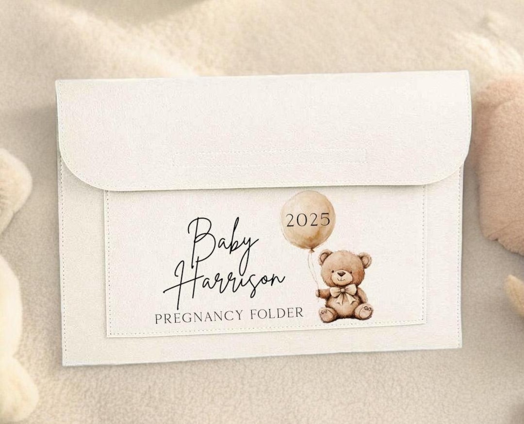 Personalised Bear Pregnancy Notes Folder, Maternity Notes Folder, Baby ...