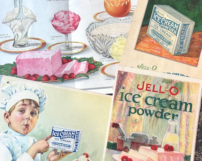 Vintage Advertising Recipe Bifolds Jell-o Ice Cream & Pudding Powder ...
